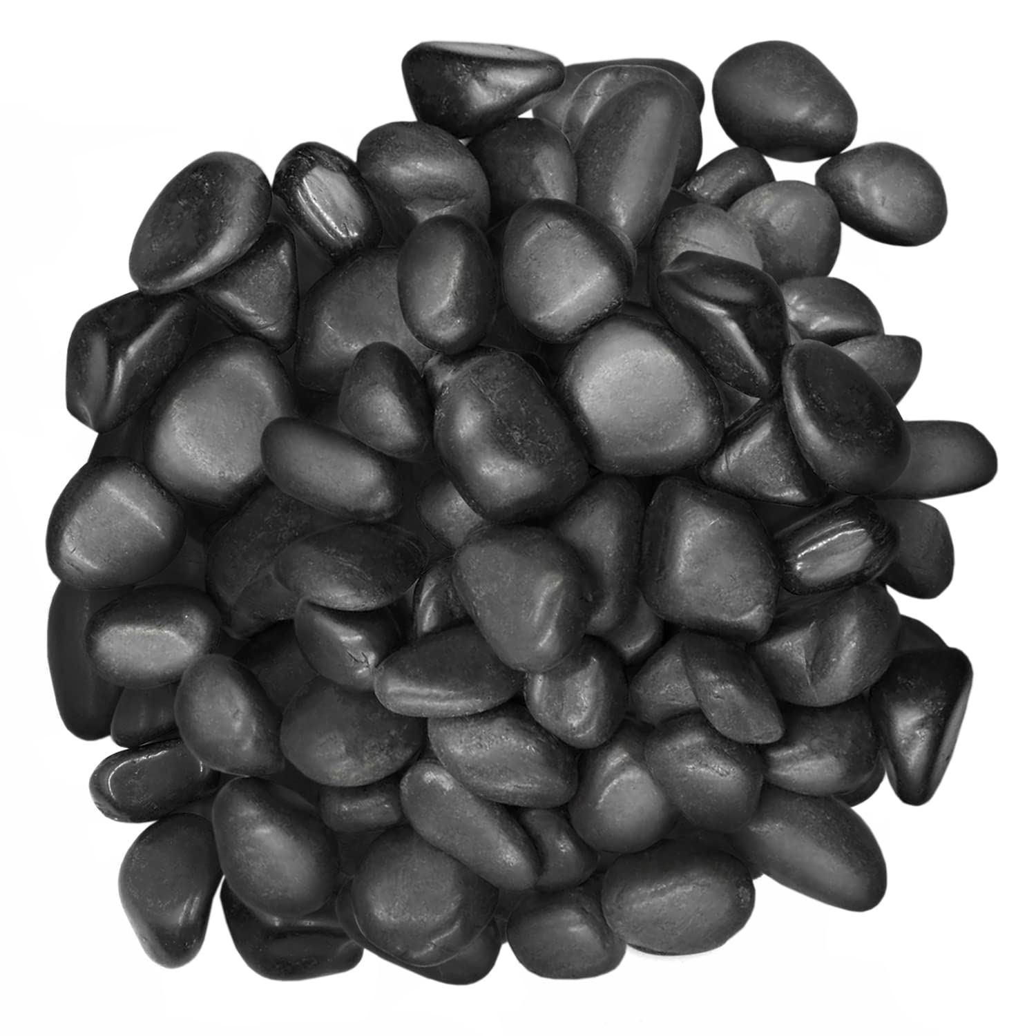 Koltose by Mash Bulk Polished Black Stone Pebbles 30 Lb. – 1'' 2'' inch for Plants, Gardens, Décor, Landscaping, Succulent, Terrarium, Decorative, 100% Natural Rock Without Fillers, Popping Finish