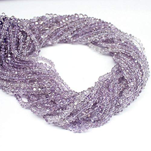 GemAbyss Beads Gemstone 4 Strand Natural Pink Amethyst Faceted Rondelle Micro Gemstone Craft Spacer Loose Beads 13 Inch Long 6mm 4mm Code-MVG-26012