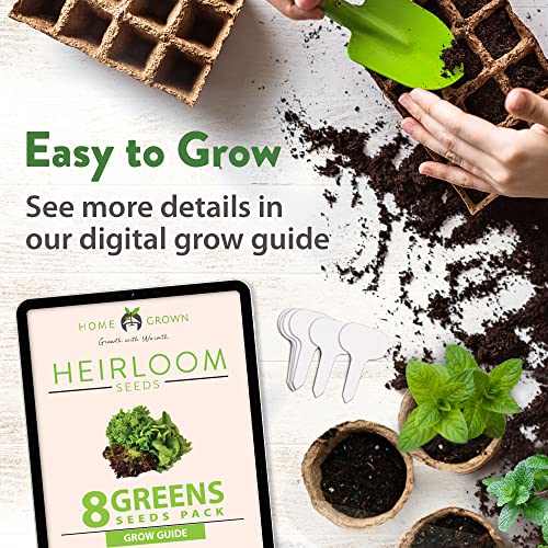 Lettuce & Salad Greens Seed Vault - 4,000+ Non-GMO Vegetable Seeds for Outdoors or Indoors - Romaine, Iceberg Lettuce Seeds for Planting, Kale Spinach & More: Hydroponic Home Garden Seeds (8 Variety)