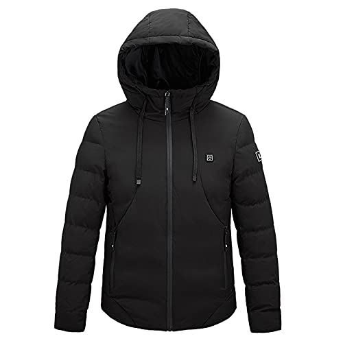 Puffy Jackets Men and Heating Temperature Three Control 5- Coat Hooded Gear Coat Charging Women Men USB Men's Black