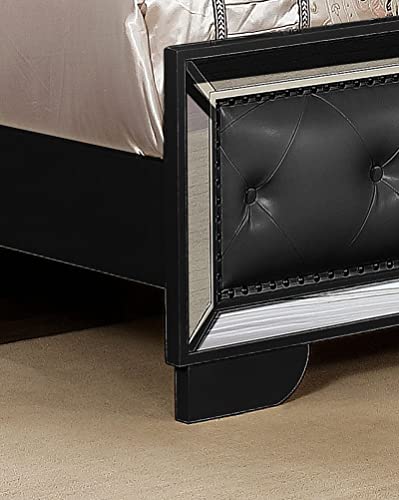 Epinki Queen Size Upholstered Bed Made with Wood in Black Color, Bed Frame, Easy Assembly