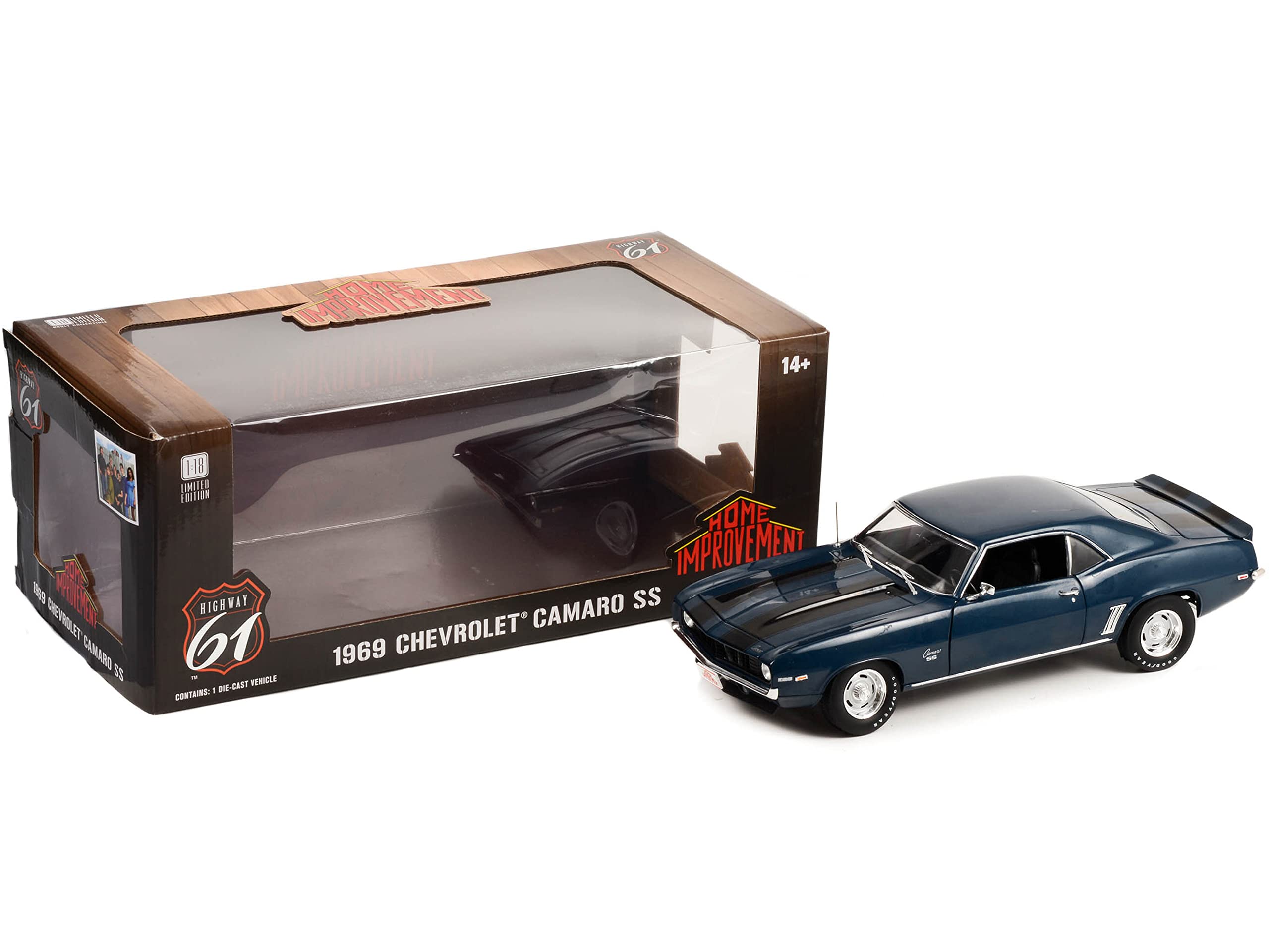 1969 Chevy Camaro SS Dark Blue Metallic with Black Stripes Home Improvement (1991-99) TV Series 1/18 Diecast Model Car by Highway 61 HWY-18039