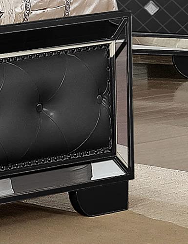 Epinki Queen Size Upholstered Bed Made with Wood in Black Color, Bed Frame, Easy Assembly