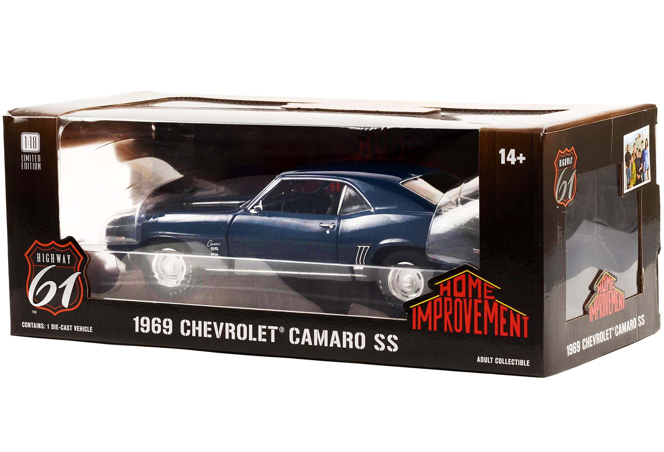 1969 Chevy Camaro SS Dark Blue Metallic with Black Stripes Home Improvement (1991-99) TV Series 1/18 Diecast Model Car by Highway 61 HWY-18039