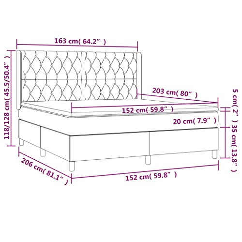 loibinfen Queen Fabric Box Spring Bed with Mattress Set,Included 1 x Bed Frame/1 x Headboard with Ears-A/1 x Mattress/1 x Mattress Topper, Light Gray with Black Legs(Style F)
