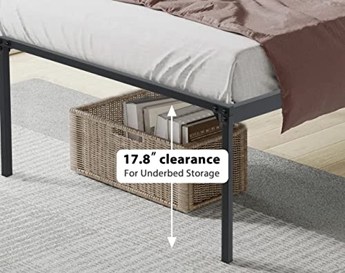 MKDLUFEI 18 Inch High Twin Bed Frames No Box Spring Needed Twin Bed Frames with Large Storage Space, Sturdy and Durable Noise-Free Twin Size Bed Frames,Black