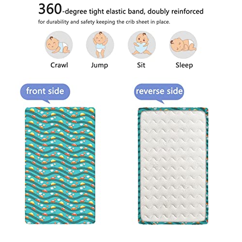 Cars Themed Fitted Crib Sheet,Standard Crib Mattress Fitted Sheet Soft & Stretchy Fitted Crib Sheet-Baby Sheet for Boys Girls, 28β x52β,Multicolor