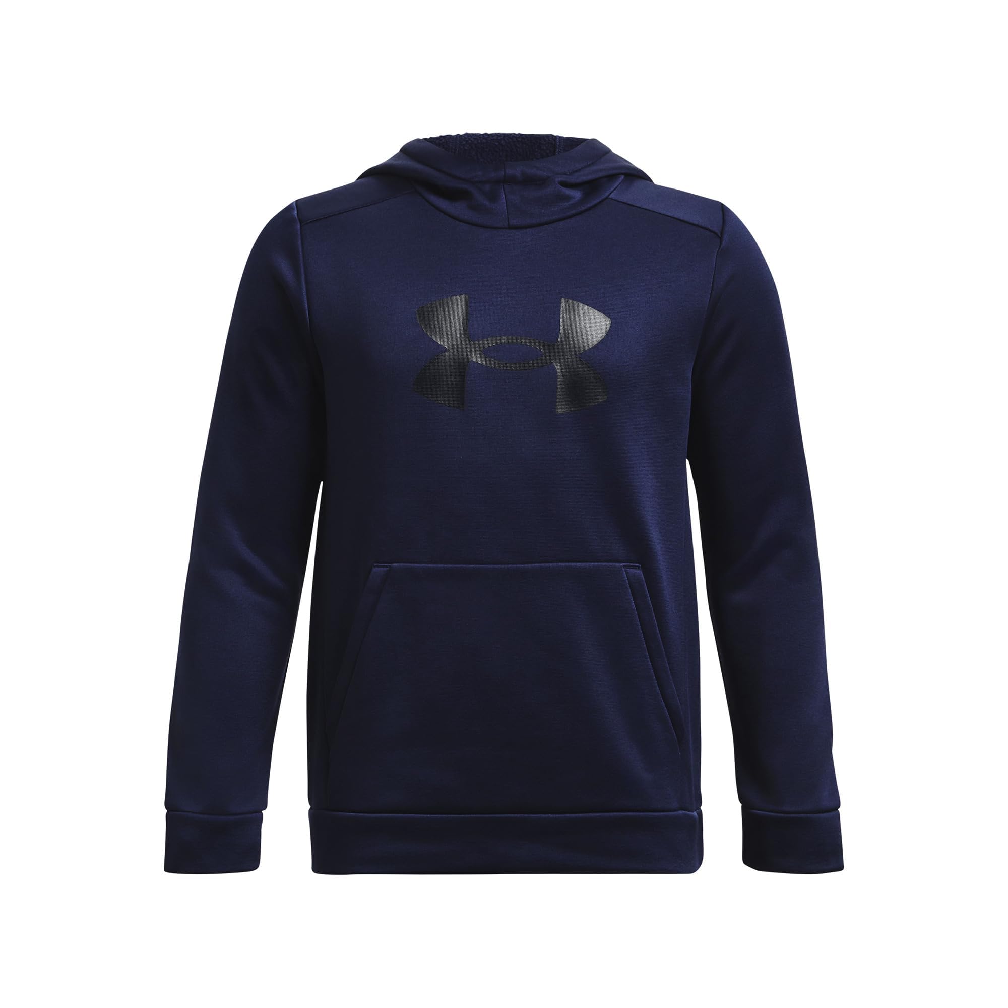 Under Armour boys Armour Fleece Big Logo Hoodie, (410) Midnight Navy / / Black, Large