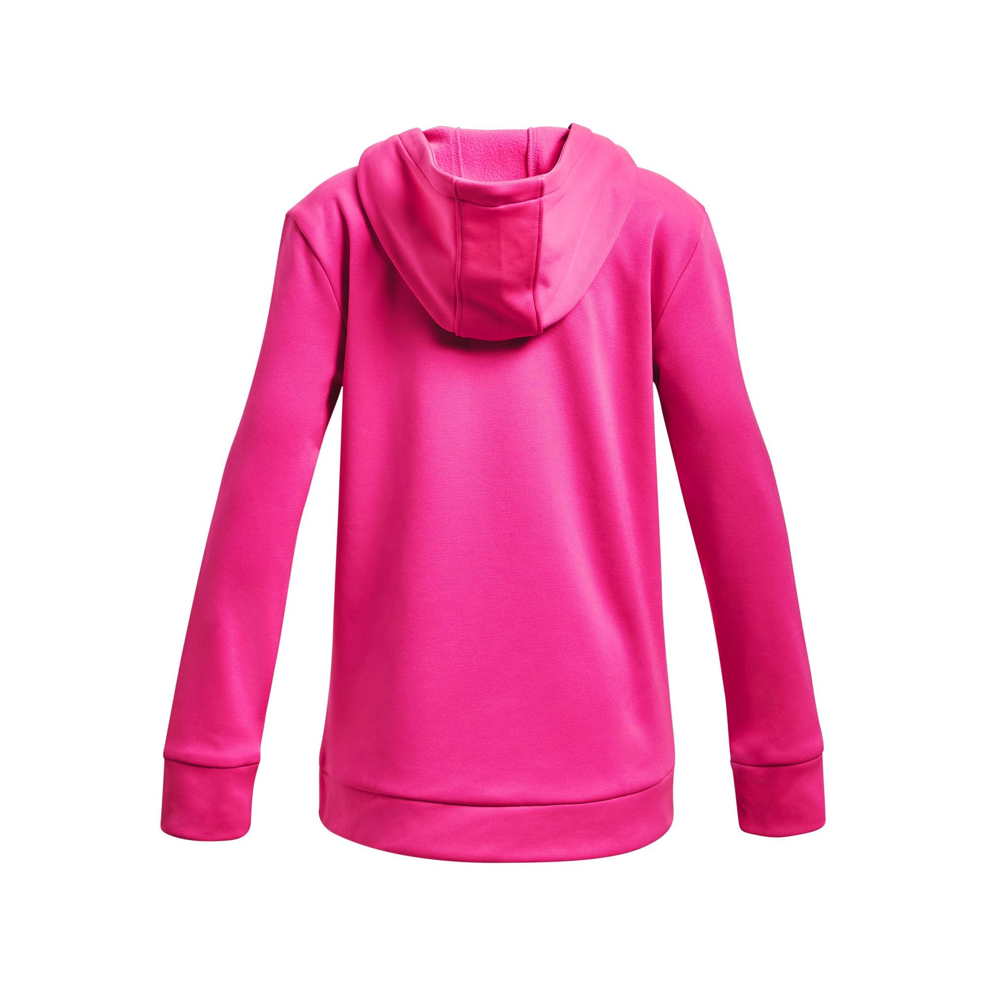 Under Armour girls ArmourFleece Iridescent Big Logo Hoodie, (652) Rebel Pink / / Iridescent, Medium