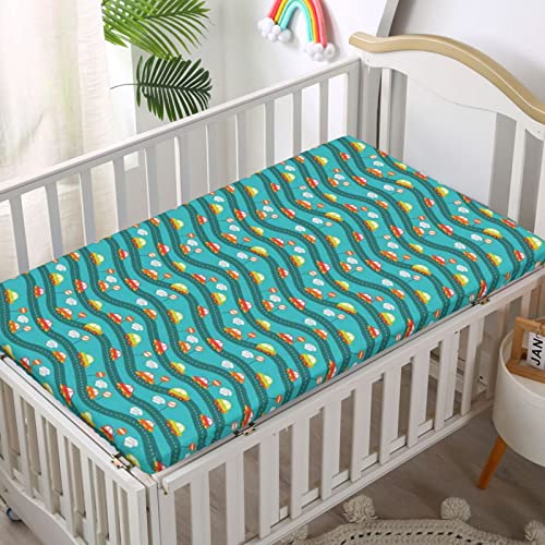 Cars Themed Fitted Crib Sheet,Standard Crib Mattress Fitted Sheet Soft & Stretchy Fitted Crib Sheet-Baby Sheet for Boys Girls, 28β x52β,Multicolor
