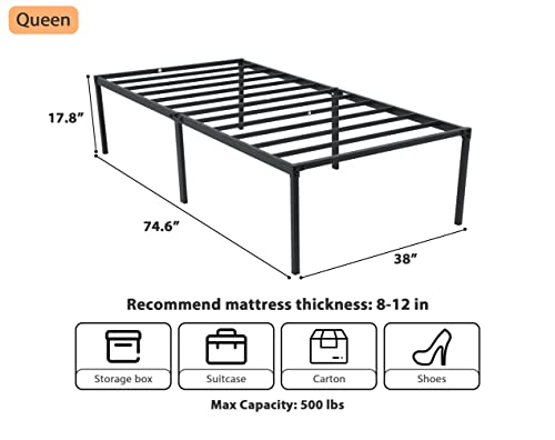 MKDLUFEI 18 Inch High Twin Bed Frames No Box Spring Needed Twin Bed Frames with Large Storage Space, Sturdy and Durable Noise-Free Twin Size Bed Frames,Black