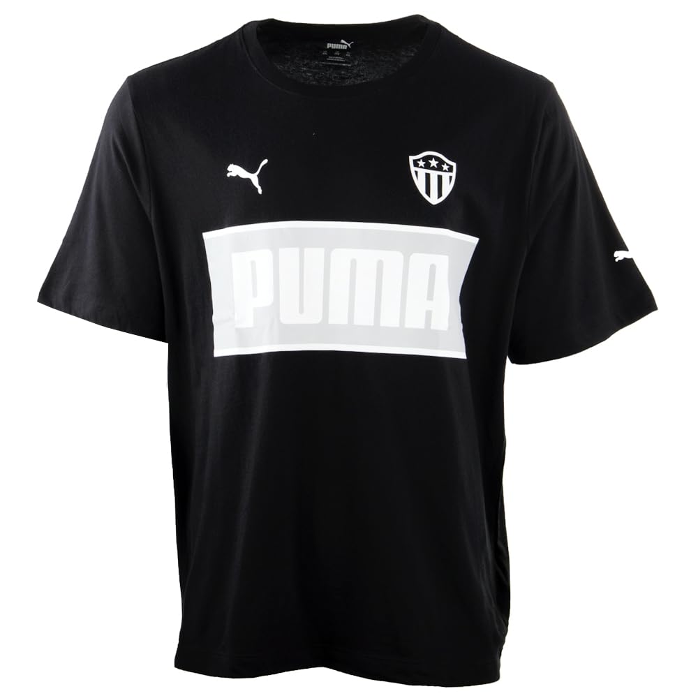 PUMA Mens Striped Badge Crew Neck Short Sleeve Bt Casual Tops Casual - Black - Size XXL