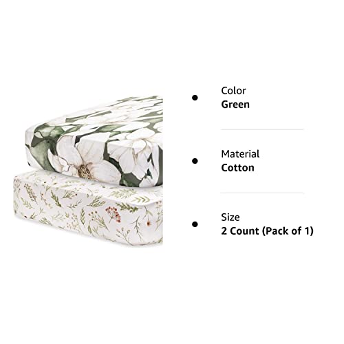 Pobibaby - 2 Pack Premium Fitted Baby Girl Crib Sheets for Standard Crib Mattress - Ultra-Soft Cotton Blend, Safe and Snug, and Stylish Floral Crib Sheet (Zephyr)