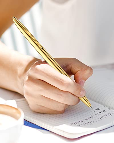 Cambond Ballpoint Pens, Guest Pen Stainless Steel Nice Pens for Guest Book Uniform Christmas Gift - Black Ink (1.0mm Medium Point), 3 Pens with 6 Extra Refills (Gold)