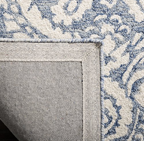 SAFAVIEH Blossom Collection Runner Rug - 2'3" x 12', Blue & Ivory, Handmade Wool, Ideal for High Traffic Areas in Living Room, Bedroom (BLM106M)