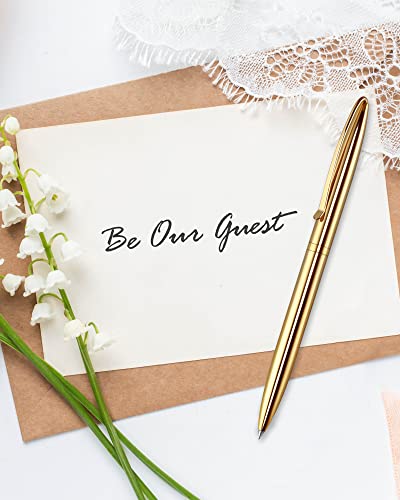 Cambond Ballpoint Pens, Guest Pen Stainless Steel Nice Pens for Guest Book Uniform Christmas Gift - Black Ink (1.0mm Medium Point), 3 Pens with 6 Extra Refills (Gold)