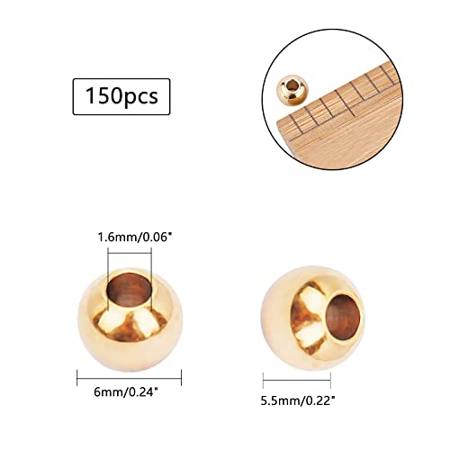 300pcs 4mm 14K Gold Plated Brass Beads Long-Lasting Round Smooth Spacer Beads Seamless Loose Ball Beads Gold Metal Beads for Summer Hawaii Stackable Necklace, Bracelet, Earring Making (Color : Gold,