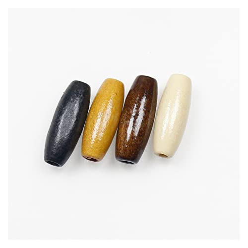 Kigauru Bead Charms 20/50pcs Natural Olive Shape Loose Wood Beads Coffee/Black Handmade Wooden Puzzle Prayer Long Spacer Beads DIY Jewelry Making DIY Pendants
