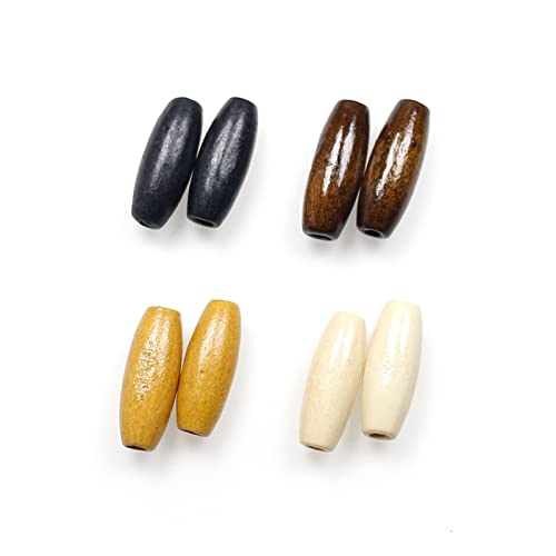 Kigauru Bead Charms 20/50pcs Natural Olive Shape Loose Wood Beads Coffee/Black Handmade Wooden Puzzle Prayer Long Spacer Beads DIY Jewelry Making DIY Pendants