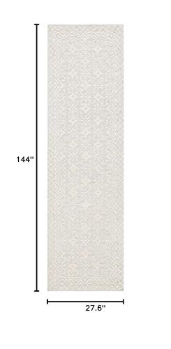 SAFAVIEH Blossom Collection Runner Rug - 2'3" x 12', Grey & Ivory, Handmade Wool, Ideal for High Traffic Areas in Living Room, Bedroom (BLM114F)