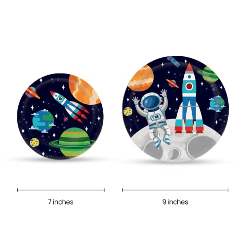 My Greca Space Birthday Party Decorations β (Serves 20) - Space Themed Party Supplies Set - Plates, Cups, Napkins, Cupcake Toppers & Wrappers, Happy Birthday Banner, Table Cover, Balloon Garland Kit
