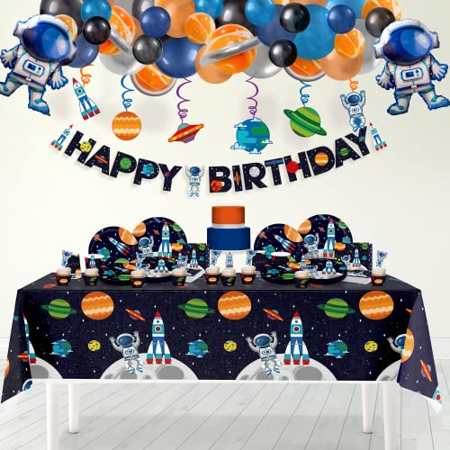 My Greca Space Birthday Party Decorations β (Serves 20) - Space Themed Party Supplies Set - Plates, Cups, Napkins, Cupcake Toppers & Wrappers, Happy Birthday Banner, Table Cover, Balloon Garland Kit