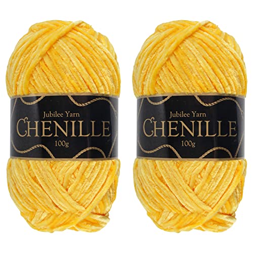 JubileeYarn Chenille Yarn - Worsted Weight - 100g/Skein - Topaz - 2 Skeins