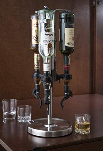 OGGI 3-Bottle Revolving Liquor Dispenser, Stainless Steel