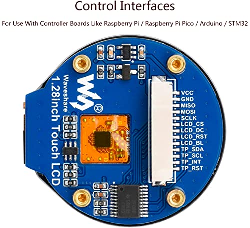 1.28inch Touch Round LCD Module with Touch Panel, 240×240 IPS Capacitive Display Screen, 65K RGB Color, SPI & I2C Port, GC9A01 & CST816S Chip, for Raspberry Pi/Raspberry Pi Pico/Ardu/STM32, etc
