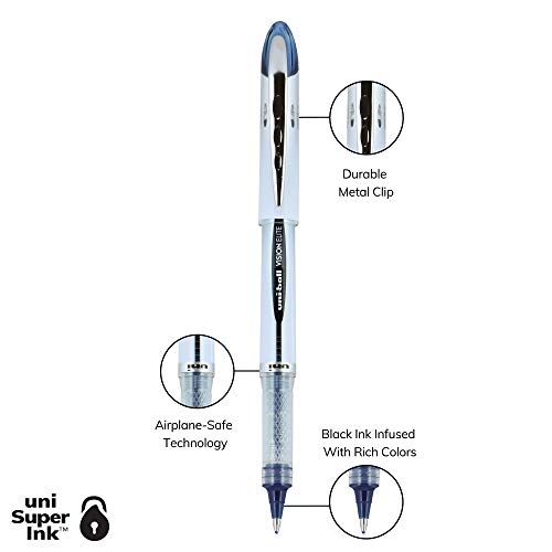 uni-ball Vision Elite BLX Infusion Rollerball Pens, Bold Point (0.8mm), Blue/Black, 3 Count