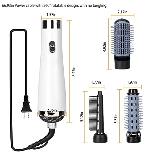 HAAPPYBOX 3 in 1 Hot Air Brush One-Step Hair Dryer Comb 3 Interchangeable Brush Combs Volumizer Hair Curler Straightener