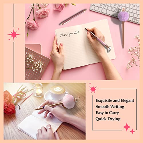 HAOSTANDO 8 Pcs Rose Gold Ballpoint Pen Set Glitter Metal Crystal Diamond Pen Cute Girly Pen Black Ink Pens Gift Pens for Women