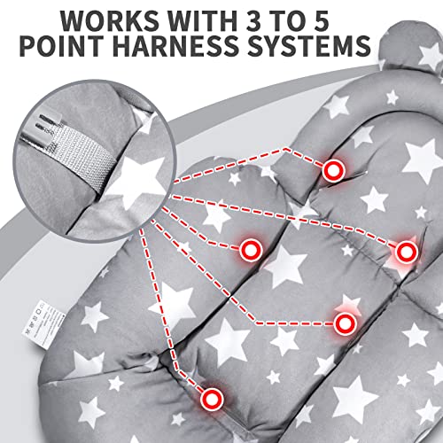 Infant Insert Compatible with 4moms mamaroo & Graco,Include 5 Pcs Strap Pad, Head and Body Support Insert Cushion for Newborn to Toddler,Works for 3 to 5-Point Harness Systems ,Grey