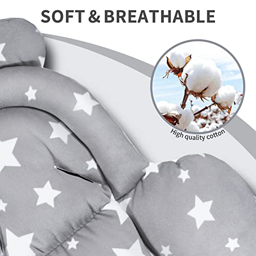 Infant Insert Compatible with 4moms mamaroo & Graco,Include 5 Pcs Strap Pad, Head and Body Support Insert Cushion for Newborn to Toddler,Works for 3 to 5-Point Harness Systems ,Grey