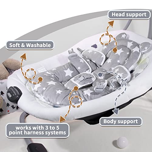 Infant Insert Compatible with 4moms mamaroo & Graco,Include 5 Pcs Strap Pad, Head and Body Support Insert Cushion for Newborn to Toddler,Works for 3 to 5-Point Harness Systems ,Grey