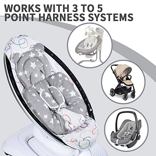 Infant Insert Compatible with 4moms mamaroo & Graco,Include 5 Pcs Strap Pad, Head and Body Support Insert Cushion for Newborn to Toddler,Works for 3 to 5-Point Harness Systems ,Grey