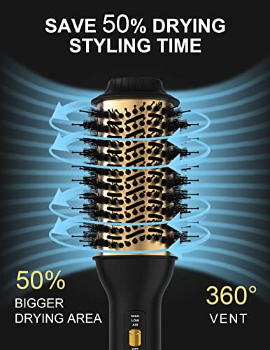 LANDOT Hair Blow Dryer Brush and Volumizer, One-Step Hot Air Brush for Drying, Straightening, Volumizing