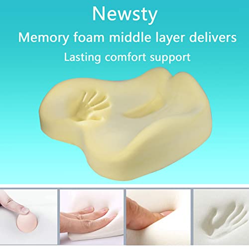 Newsty Pressure Relief Seat Cushion for Long Sitting Hours on Office, Home Chair, Car Memory Foam Office Chair Cushion for Back, Coccyx, Tailbone Pain Relief(Grey)