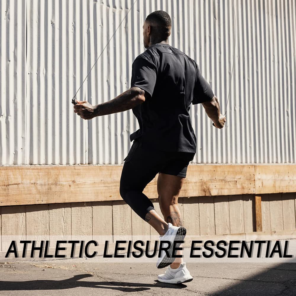 JWJ Mens Workout Shorts 5 Inch Athletic Running Shorts Quick Dry Elastic Gym Shorts for Men Jogging with Zipper Pockets,Black XL