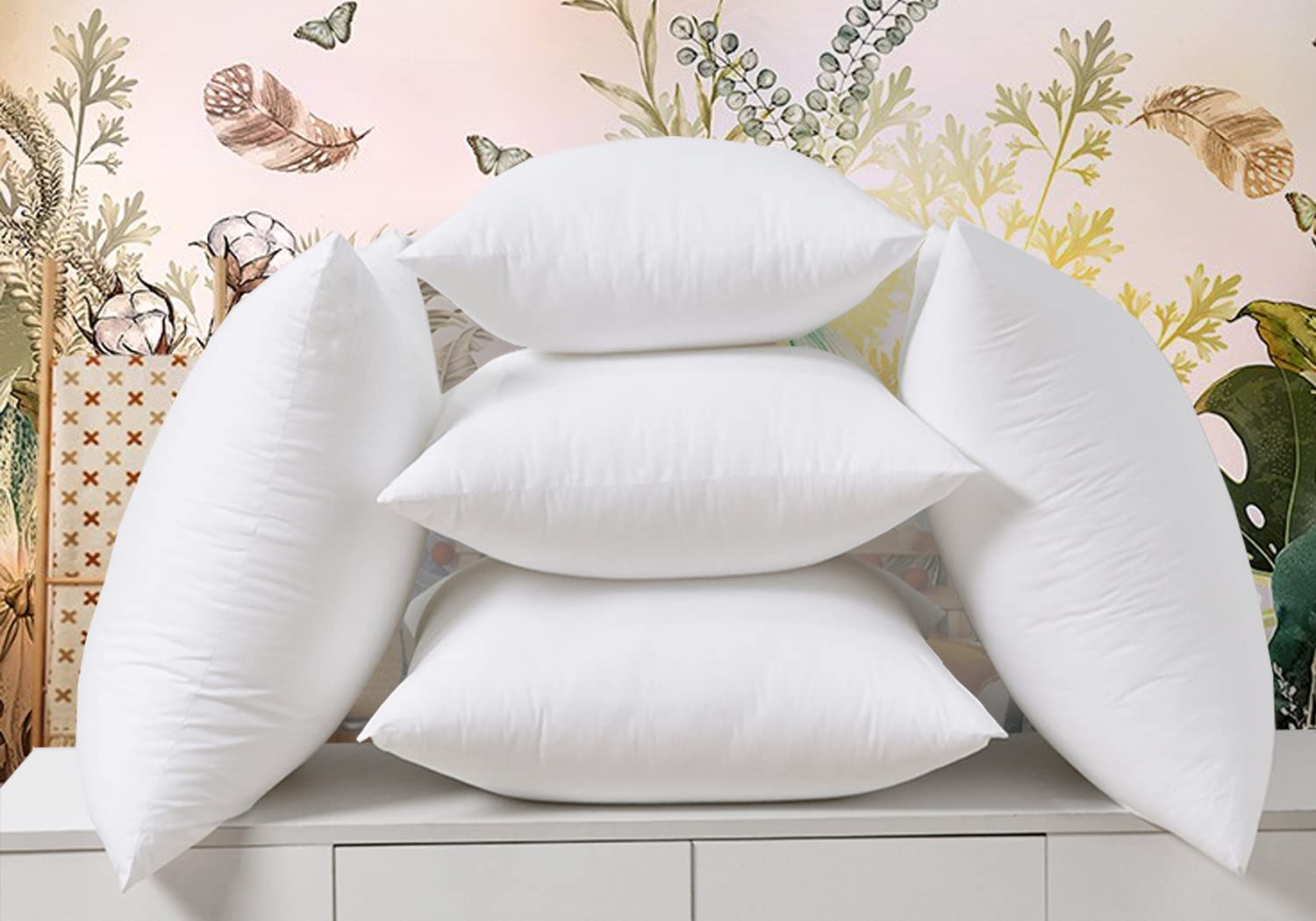 JIEITIVE Throw Pillow Inserts Hypoallergenic Premium Pillow Stuffer Square Form for Decorative Pillow Covers Cushion Bed Couch Sofa Set of 1-20 x 20 Inches