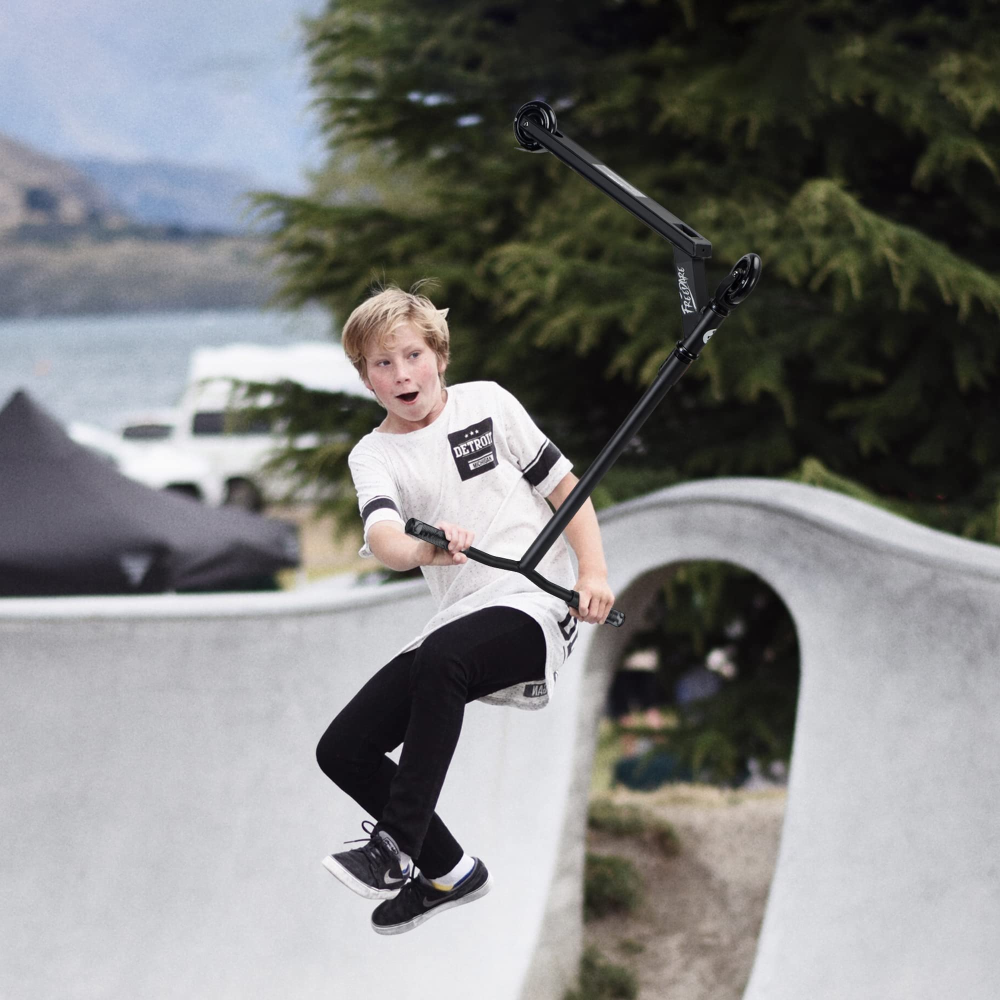 FREEDARE Complete Pro Scooter JB-1 Stunt Scooter for Kids 8 Years and Up, Teens, Adults, Trick Scooter for Beginners Black