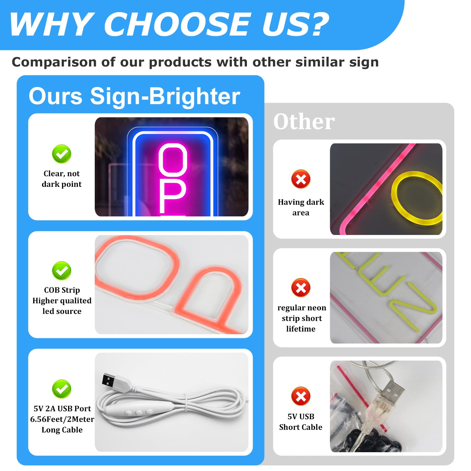 VEIOPGAB Neon Open Signs for Business, 16''x 9'' LED Open Sign, Super Bright Open Neon Sign (Blue&Pink), with ON/OFF Switch & Adapter, Neon Light Up Sign for Window Party Wall Bars Coffee Club Hotel