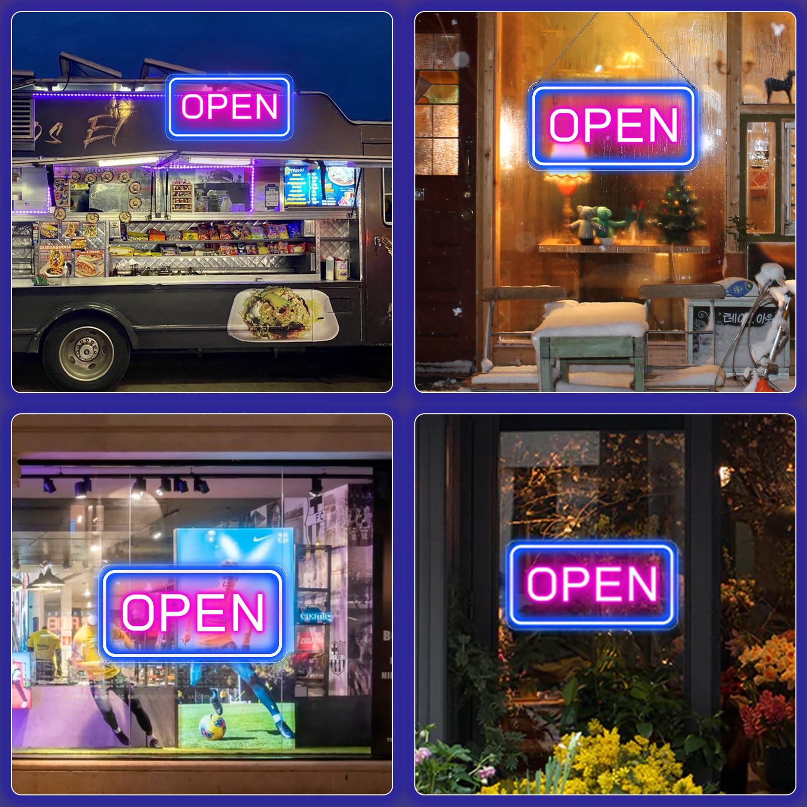 VEIOPGAB Neon Open Signs for Business, 16''x 9'' LED Open Sign, Super Bright Open Neon Sign (Blue&Pink), with ON/OFF Switch & Adapter, Neon Light Up Sign for Window Party Wall Bars Coffee Club Hotel