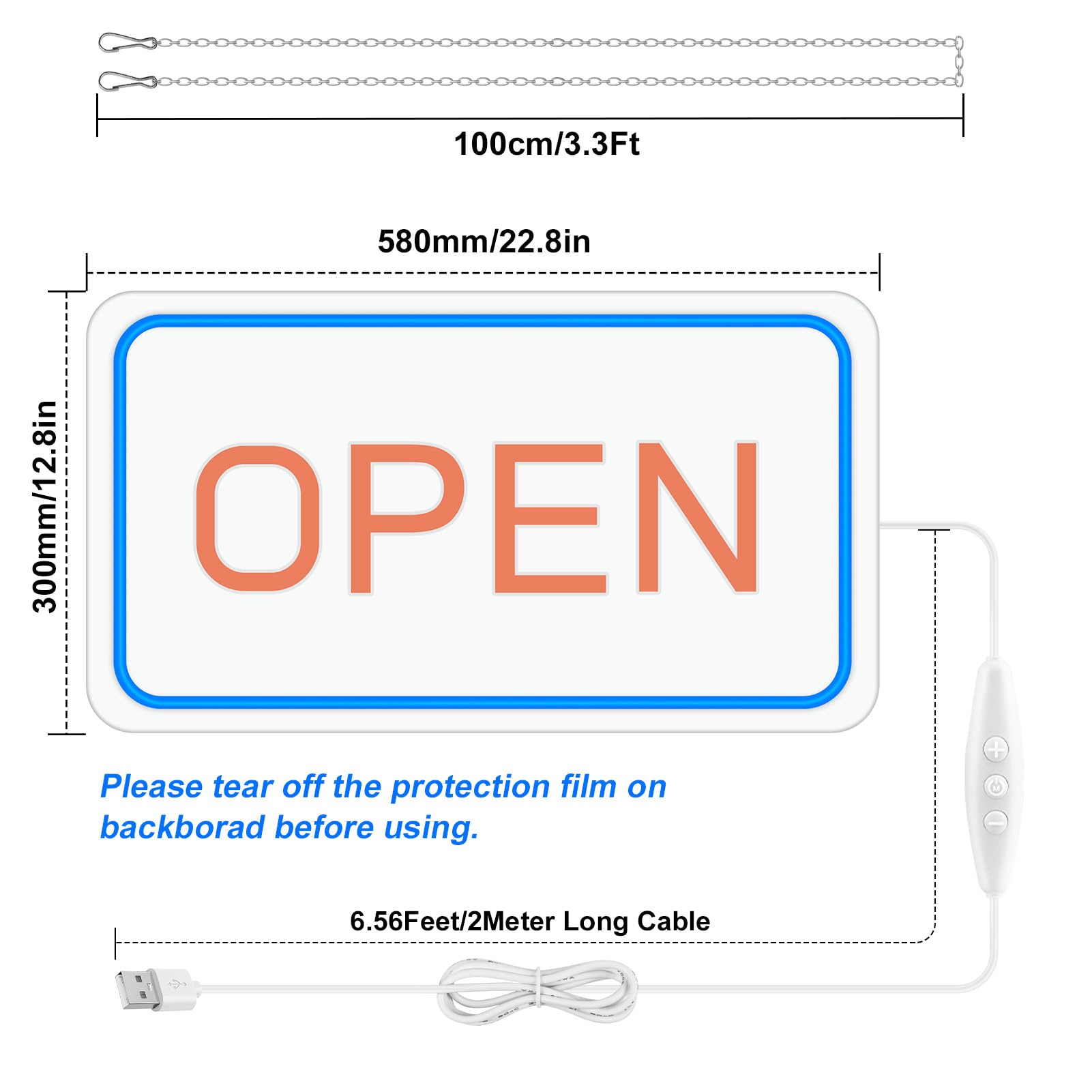 VEIOPGAB Neon Open Signs for Business, 16''x 9'' LED Open Sign, Super Bright Open Neon Sign (Blue&Pink), with ON/OFF Switch & Adapter, Neon Light Up Sign for Window Party Wall Bars Coffee Club Hotel