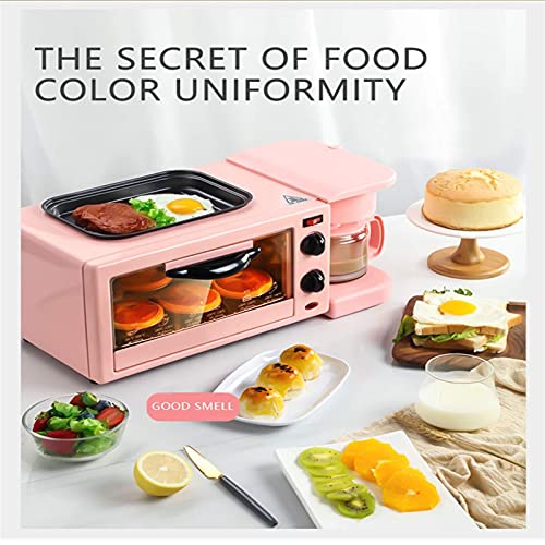 Breakfast Machine Multifunctional 9L Electric Oven,Mini Small Home Toaster Home Multi Functional Three-in-One Automatic Breakfast Coffee Machine Air Fryer (Red Set Meal 1)