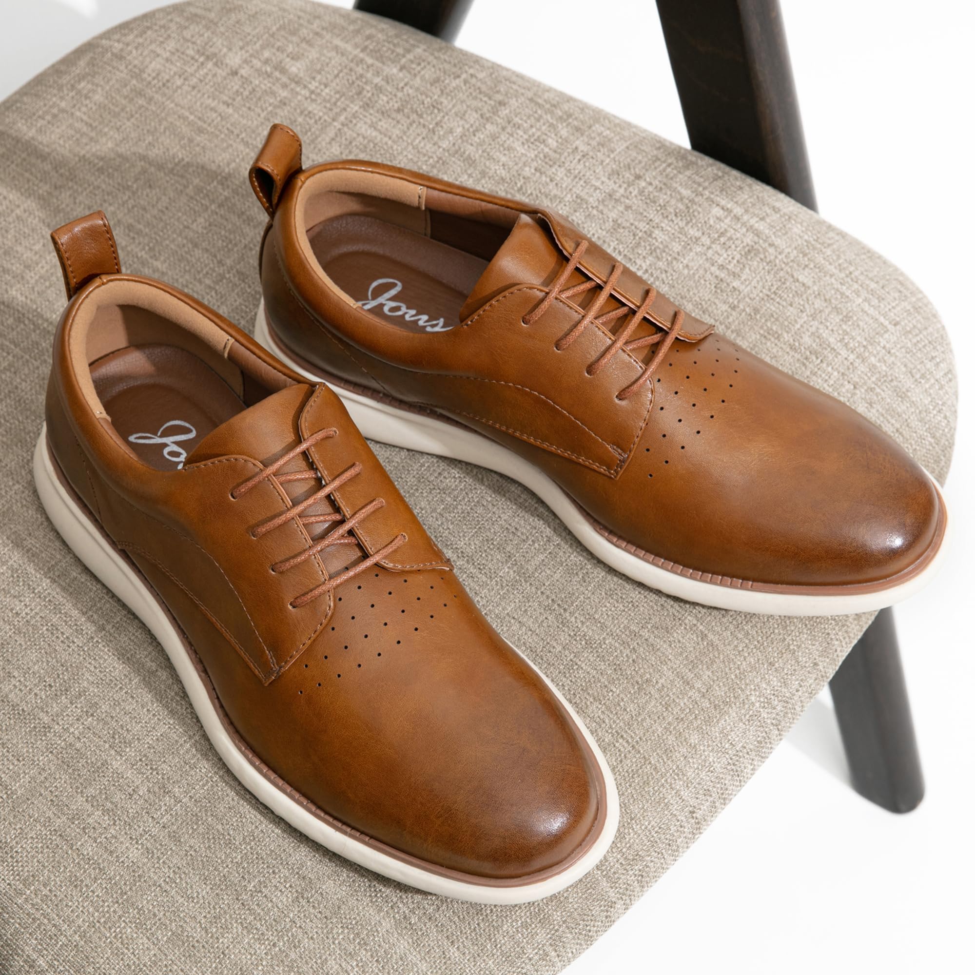 Jousen Men's Brown AMY9006 Dress Shoes, Size 10.5, Oxford, Classic Retro Style, Comfortable and Breathable