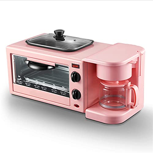 Breakfast Machine Multifunctional 9L Electric Oven,Mini Small Home Toaster Home Multi Functional Three-in-One Automatic Breakfast Coffee Machine Air Fryer (Red Set Meal 1)