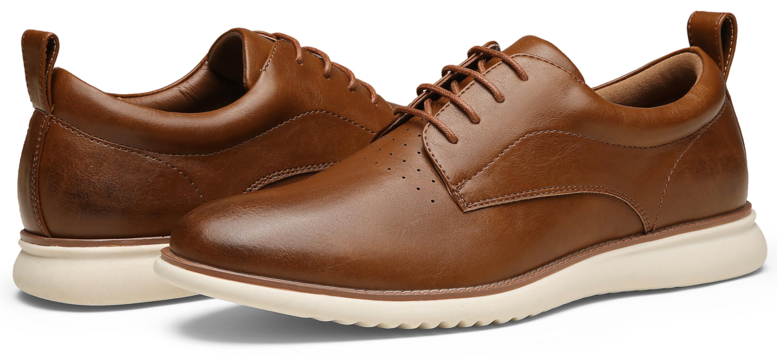 Jousen Men's Brown AMY9006 Dress Shoes, Size 10.5, Oxford, Classic Retro Style, Comfortable and Breathable