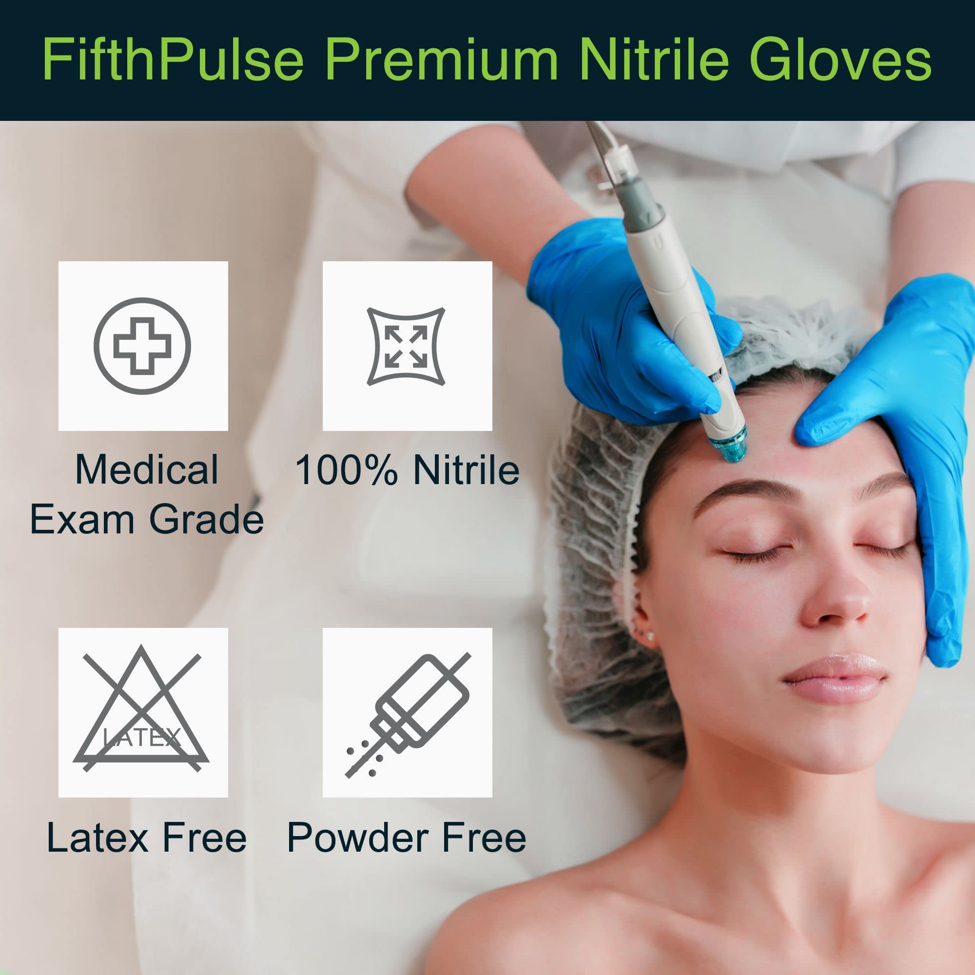 FifthPulse Blue Nitrile Medical Gloves X Small, 100 Count - Surgical Grade Latex Free Disposable Gloves