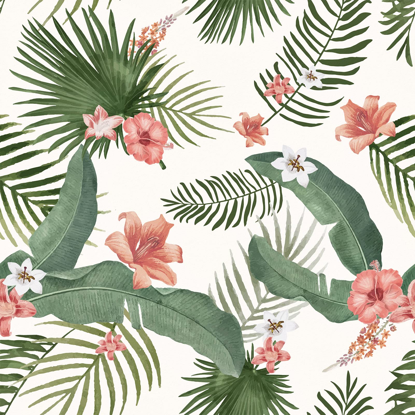 Skyblur Boho Waallpaper Vintage Floral Peel and Stick Wallpaper 17.5"X118" Tropical Banana Leaf Wall Paper Palm Removable Contact Paper for Cabinets Mural Stick on Wallpaper Home Decor for Walls